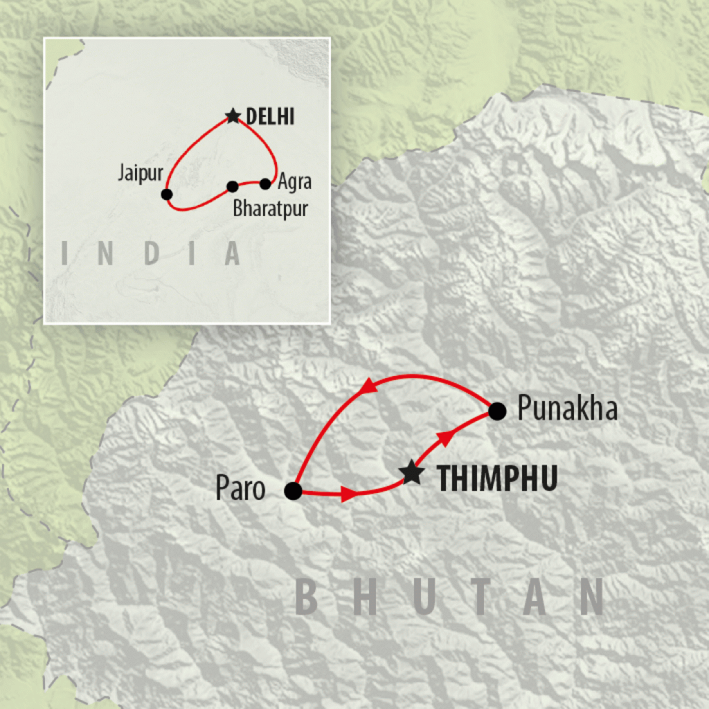 bhutan on map of india