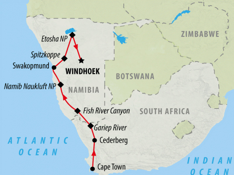 Cape Town to Windhoek Accommodated Safari | On The Go Tours | AU