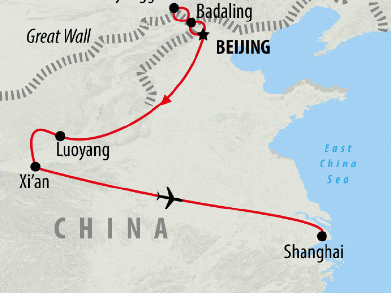 Great Wall Of China On World Map